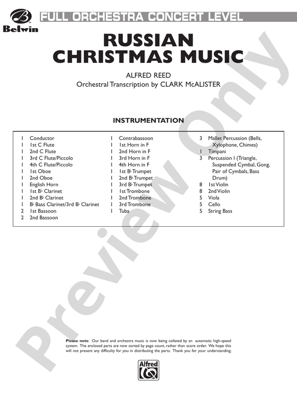 Russian Christmas Music: Score: Full Orchestra Score - Digital Sheet ...