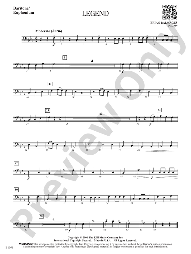 Legend: Baritone/Euphonium: Baritone/Euphonium Part: Brian Balmages - Digital Sheet Music Download
