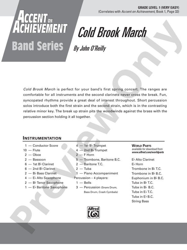 Cold Brook March: Score: Concert Band Score - Digital Sheet Music Download