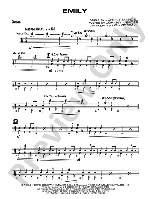 Emily: Drums: Drums Part - Digital Sheet Music Download