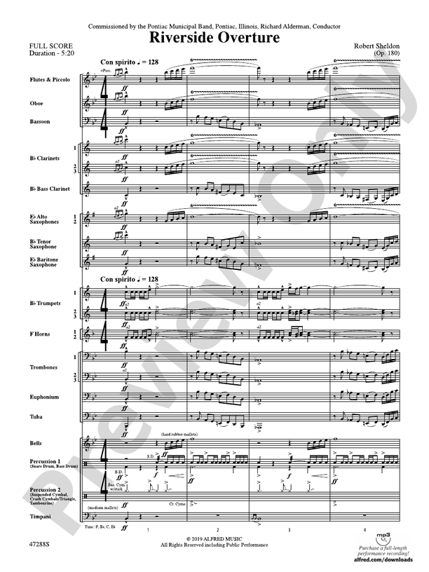 Riverside Overture: Concert Band Conductor Score & Parts: Robert Sheldon - Digital Sheet Music ...