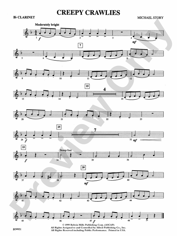 Creepy Crawlies: 1st B-flat Clarinet: 1st B-flat Clarinet Part ...