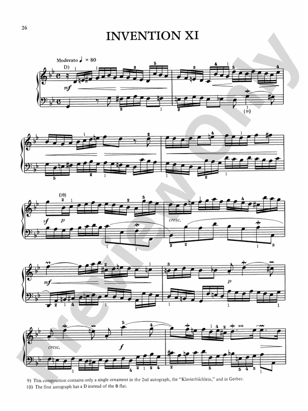 Bach: Two-Part Inventions (Ed. Hans Bischoff): Invention XI Part ...