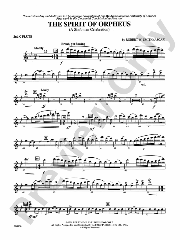 The Spirit of Orpheus (A Sinfonian Celebration): 2nd Flute: 2nd Flute ...