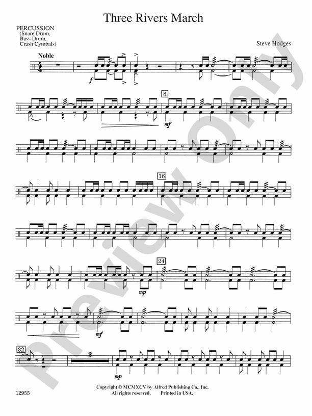 Three Rivers March: 1st Percussion: 1st Percussion Part - Digital Sheet ...