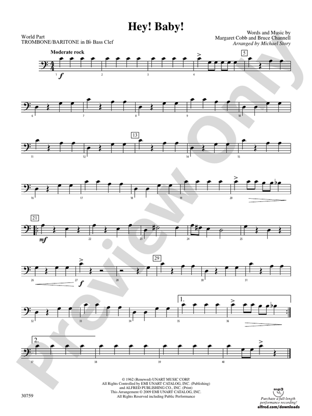 Hey! Baby!: (wp) 1st B-flat Trombone B.C.: (wp) 1st B-flat Trombone B.C ...
