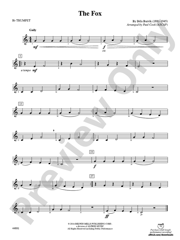 The Fox: 1st B-flat Trumpet: 1st B-flat Trumpet Part - Digital Sheet ...