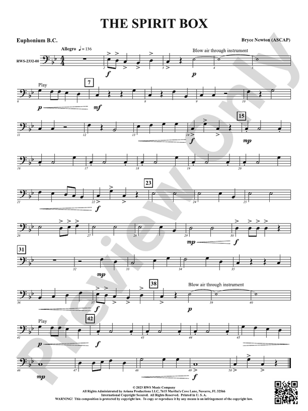 The Spirit Box: Baritone B.C.: Baritone B.C. Part: Bryce Newton - Digital Sheet Music Download