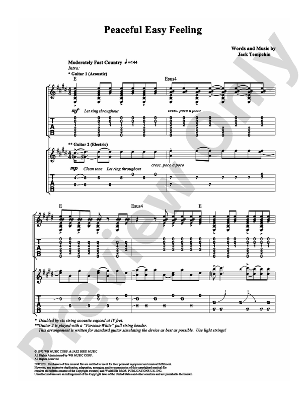 Peaceful Easy Feeling: Guitar TAB: Eagles - Digital Sheet Music Download