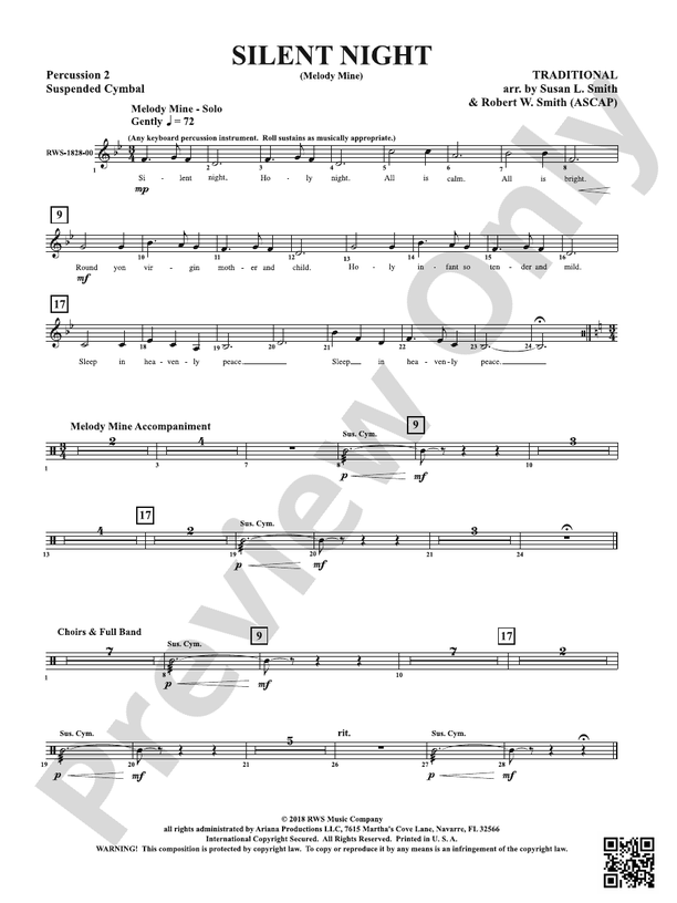 Silent Night - Melody Mine: 2nd Percussion: 2nd Percussion Part ...
