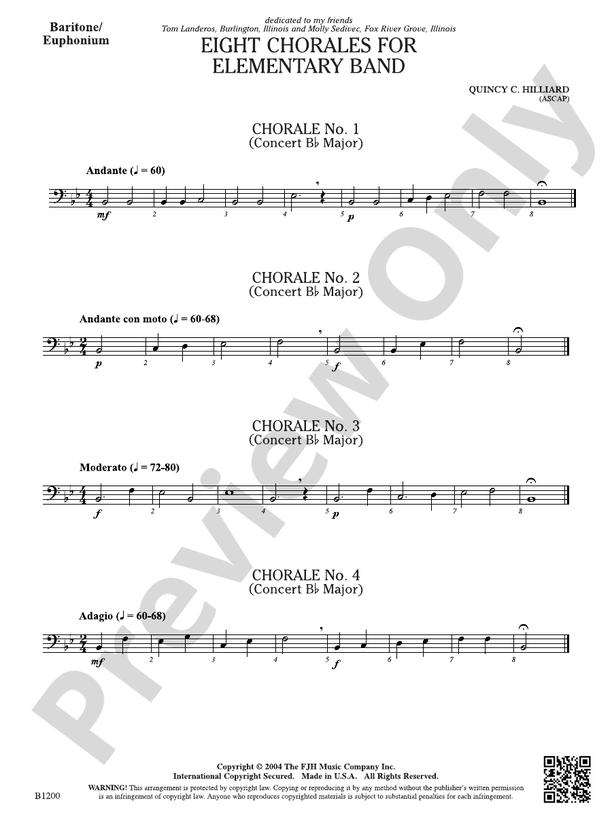 Eight Chorales for Elementary Band: Baritone/Euphonium: Baritone ...