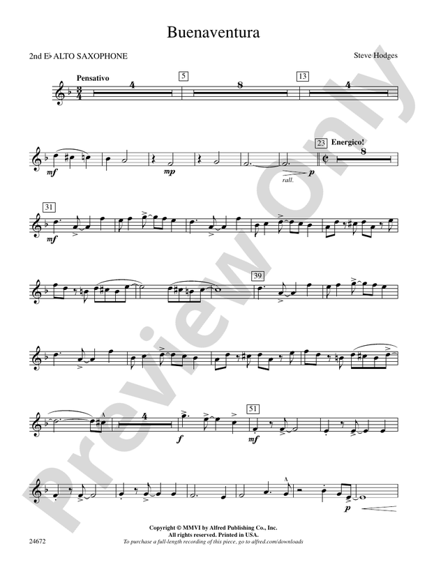Buenaventura: 2nd E-flat Alto Saxophone: 2nd E-flat Alto Saxophone Part - Digital Sheet Music ...
