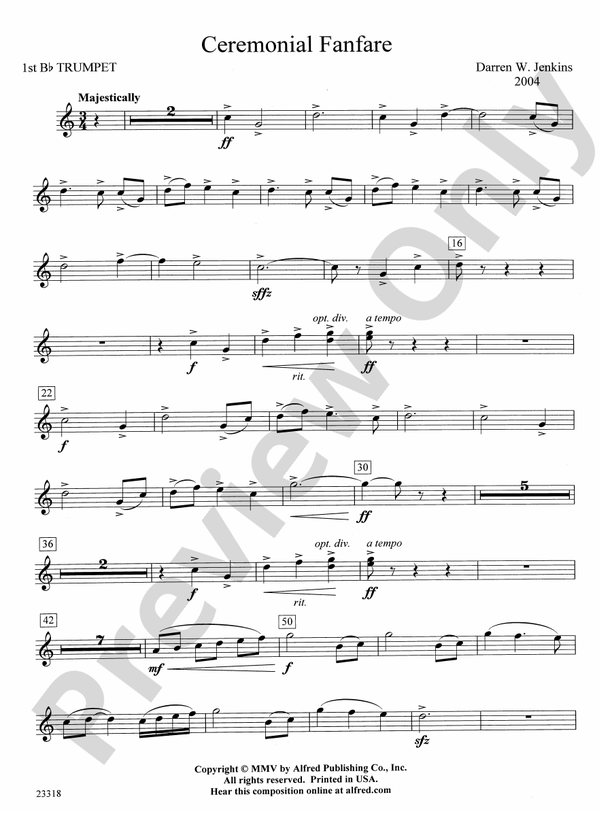 Ceremonial Fanfare: 1st B-flat Trumpet: 1st B-flat Trumpet Part ...