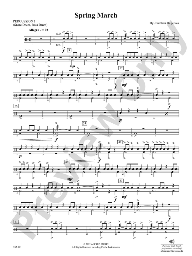 Spring March: 1st Percussion: 1st Percussion Part - Digital Sheet Music ...