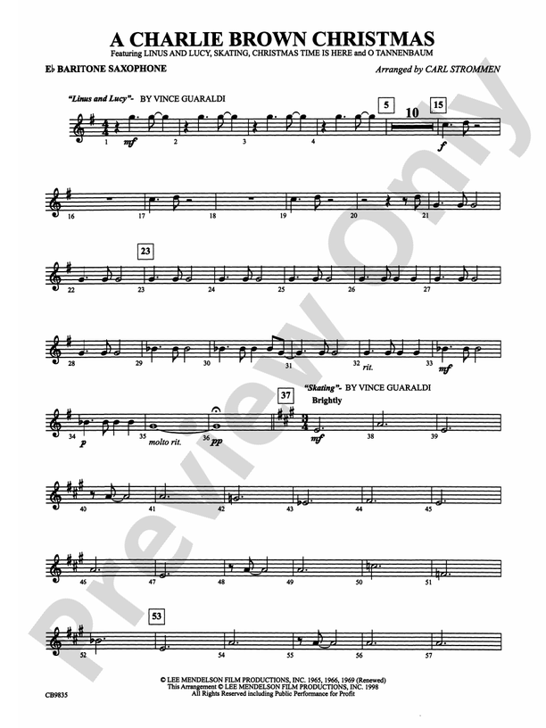 A Charlie Brown Christmas: E-flat Baritone Saxophone: E-flat Baritone Saxophone Part - Digital ...