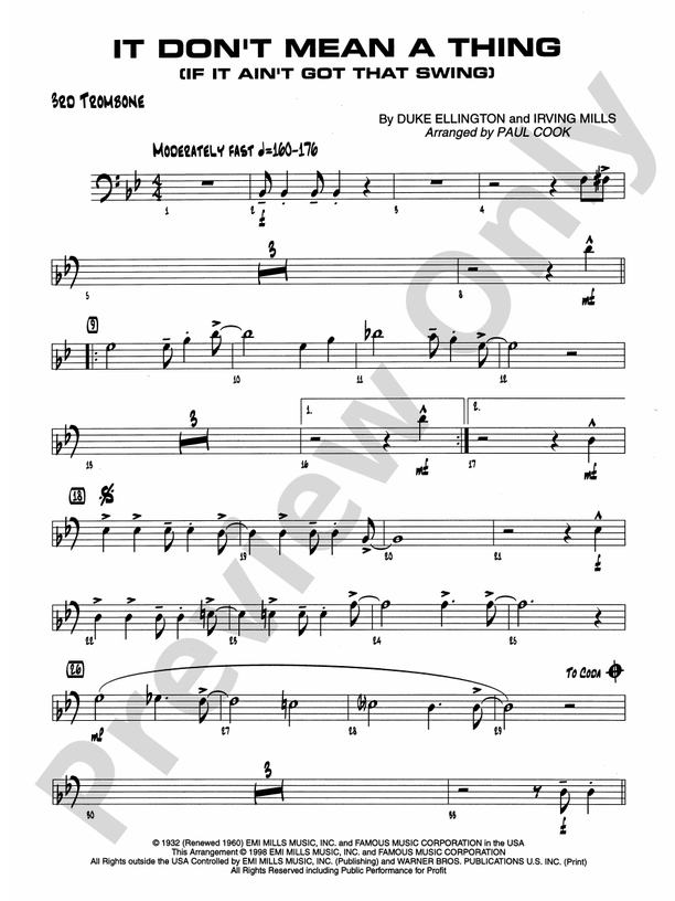 It Don't Mean a Thing (If It Ain't Got That Swing): 3rd Trombone: 3rd ...