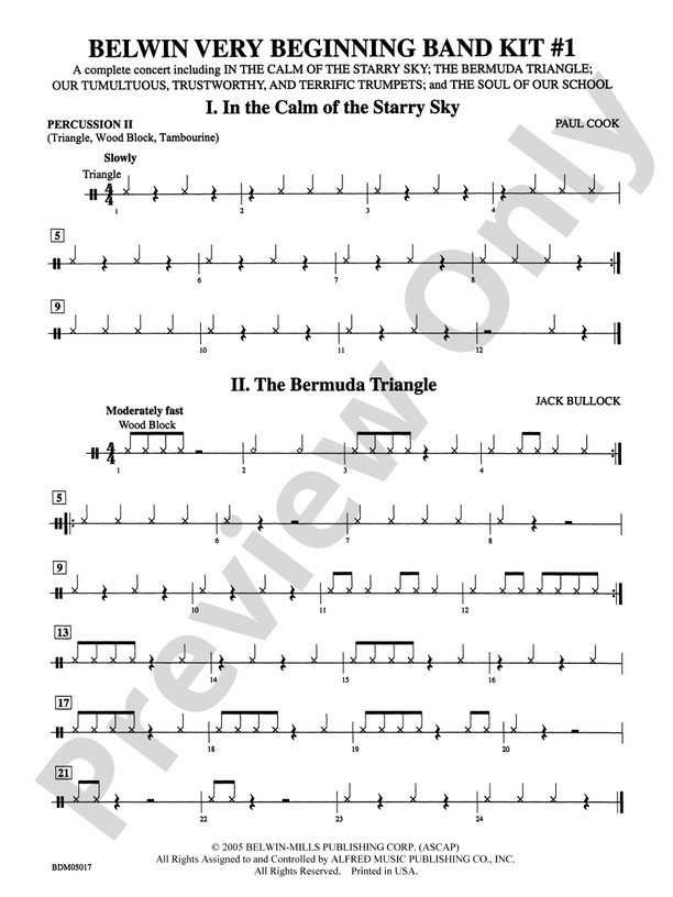 Belwin Very Beginning Band Kit #1: 2nd Percussion: 2nd Percussion Part ...