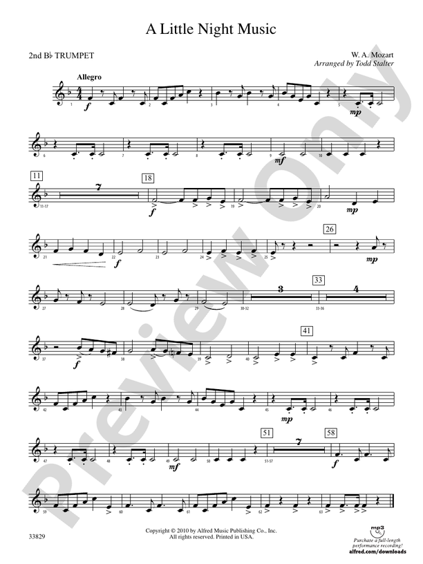 A Little Night Music: 2nd B-flat Trumpet: 2nd B-flat Trumpet Part - Digital Sheet Music Download