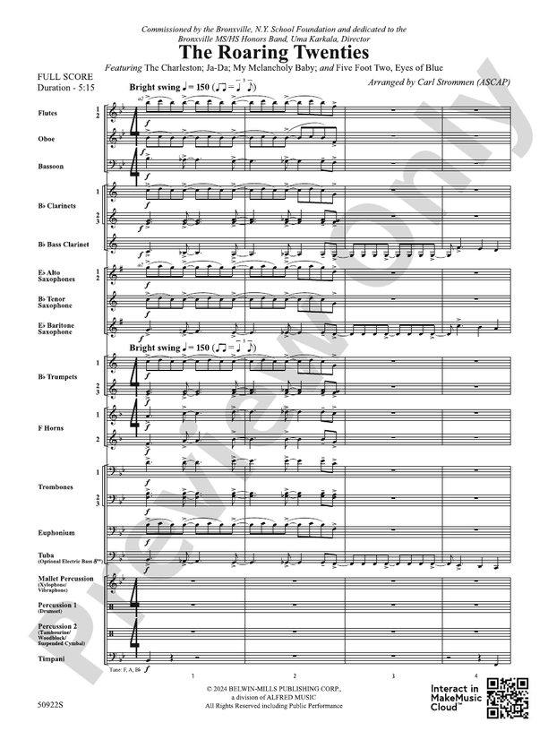 The Roaring Twenties: Concert Band Conductor Score & Parts: Carl ...