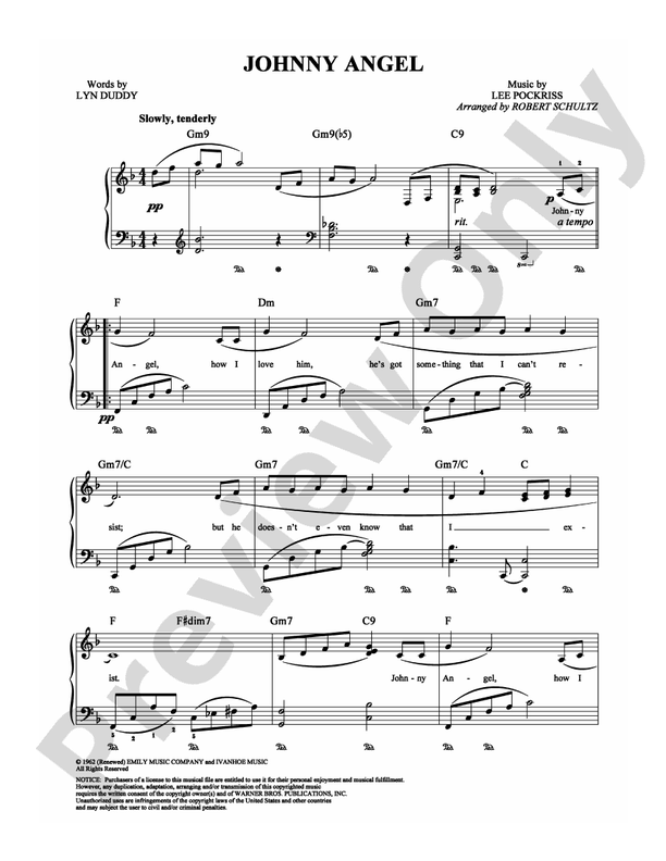 Johnny Angel: Piano/Vocal/Chords: Lee Pockriss - Digital Sheet Music ...