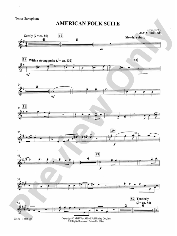 American Folk Suite: B-flat Tenor Saxophone: B-flat Tenor Saxophone ...