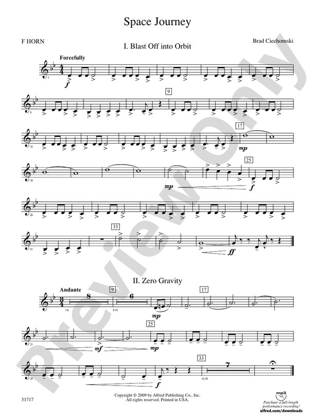 Space Journey: 1st F Horn: 1st F Horn Part - Digital Sheet Music Download