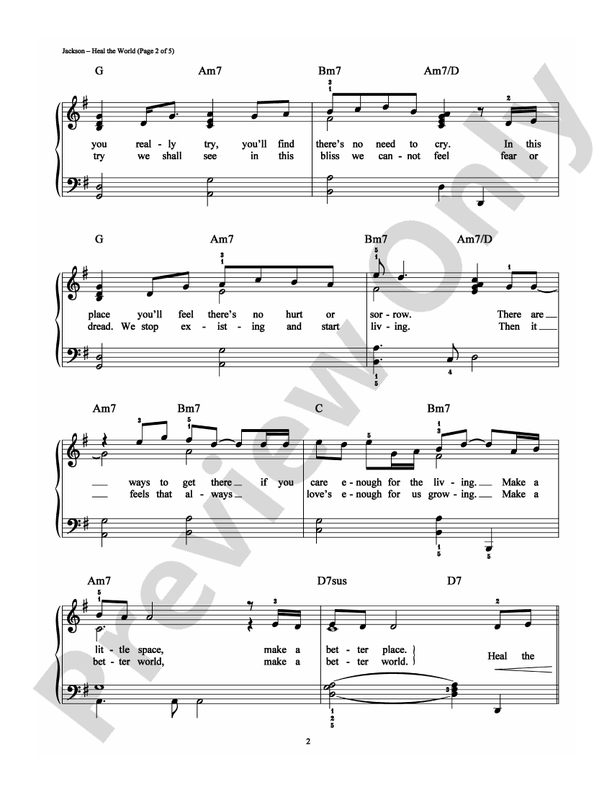 Heal the World: Easy Piano: Michael Jackson - Digital Sheet Music Download