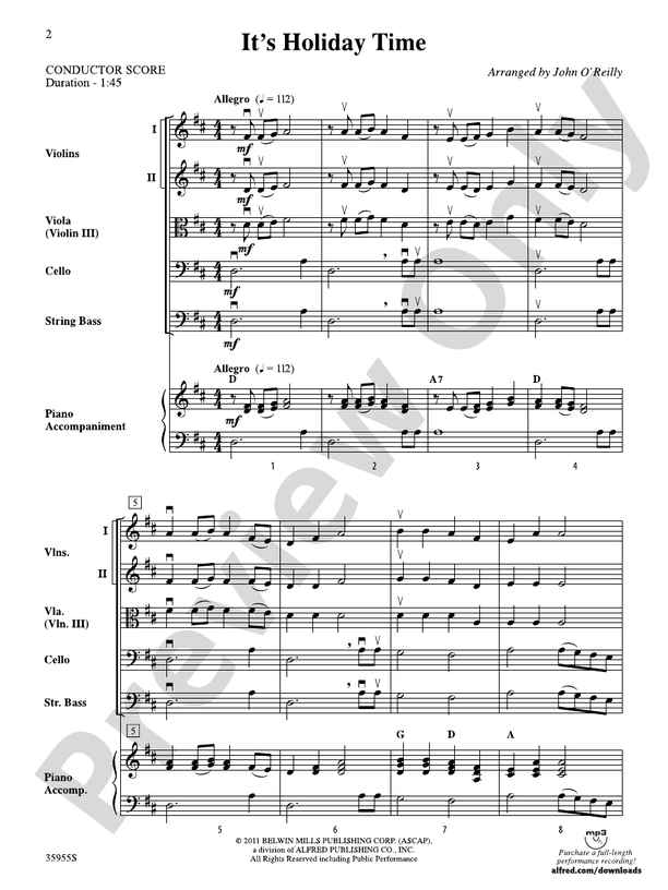 It's Holiday Time: Score: String Orchestra Score - Digital Sheet Music ...