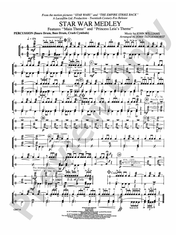 Star Wars® Medley: 1st Percussion: 1st Percussion Part - Digital Sheet ...