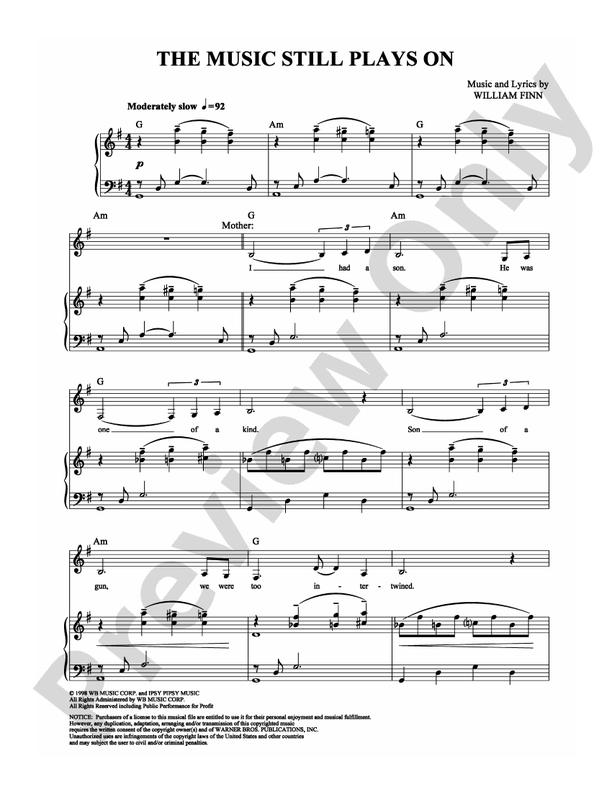The Music Still Plays On: Piano/Vocal/Chords: William Finn - Digital Sheet Music Download