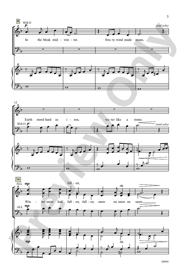 In the Bleak Midwinter: 3-Part / SAB Choral Octavo: Andy Beck - Digital ...