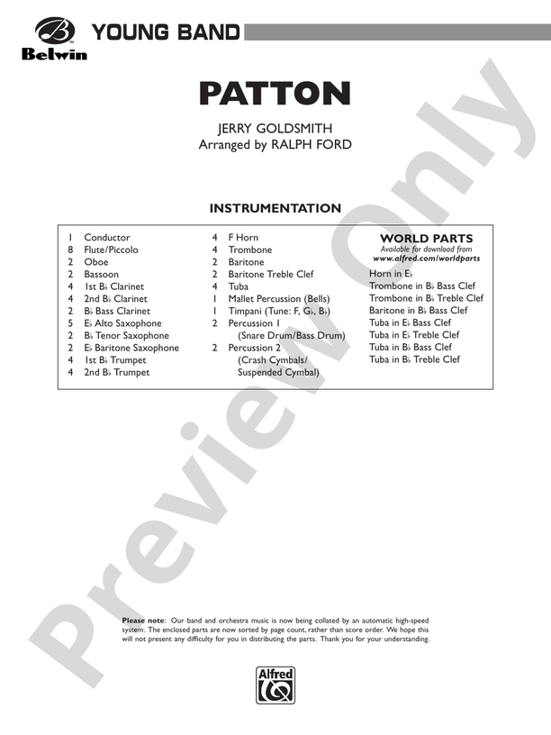 Patton: Score: Concert Band Score - Digital Sheet Music Download