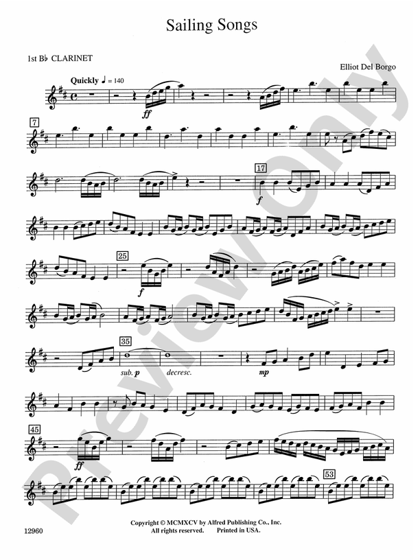 Sailing Songs: 1st B-flat Clarinet: 1st B-flat Clarinet Part - Digital ...