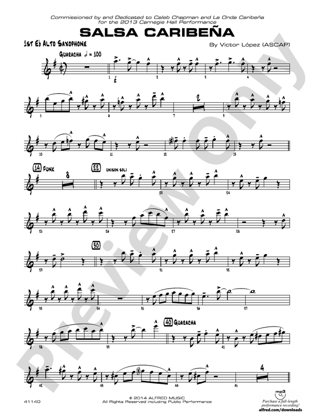 Salsa Caribeña: E-flat Alto Saxophone: E-flat Alto Saxophone Part ...