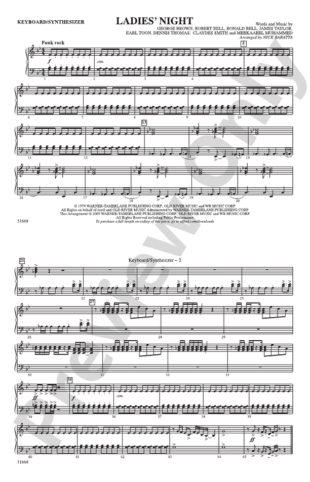 Ladies' Night: Keyboard/Synthesizer: Keyboard/Synthesizer Part - Digital Sheet Music Download