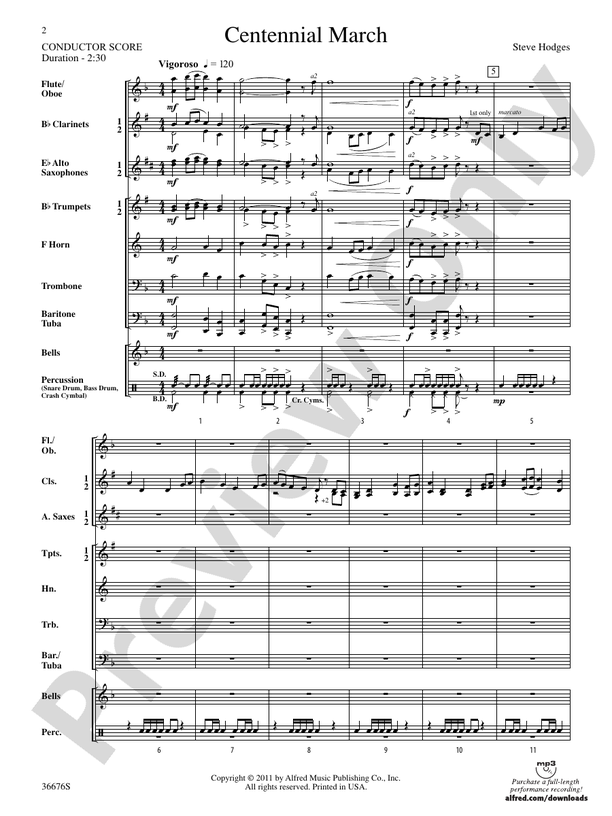 Centennial March: Score: Concert Band Score - Digital Sheet Music Download