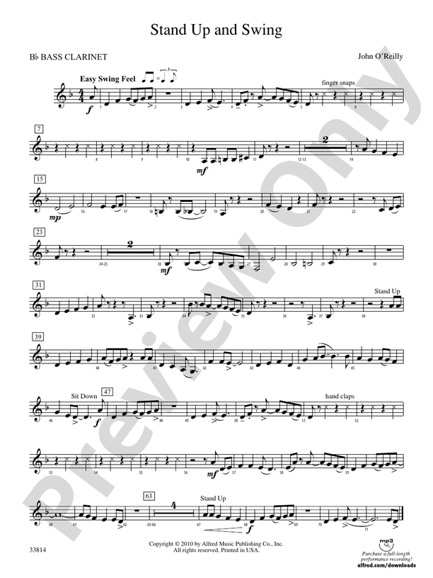 Stand Up and Swing: B-flat Bass Clarinet: B-flat Bass Clarinet Part ...