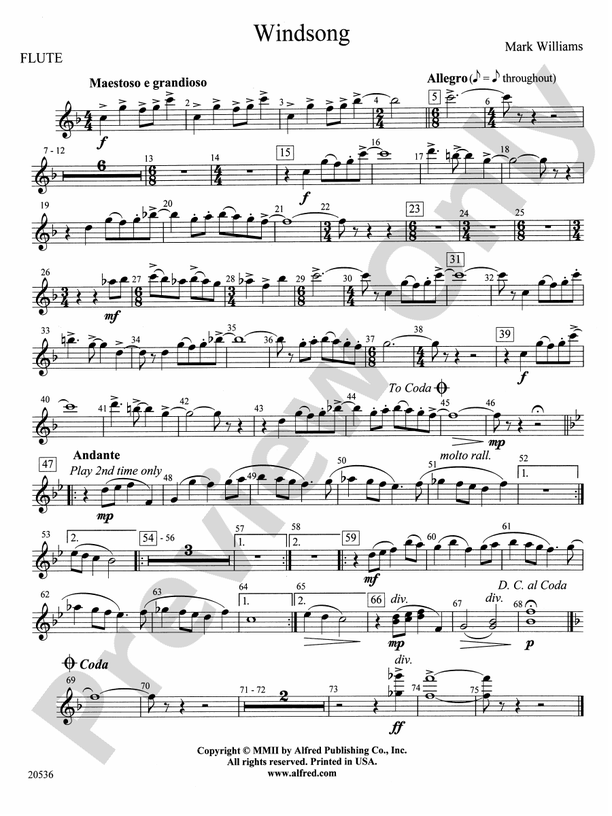 Windsong: Flute: Flute Part - Digital Sheet Music Download