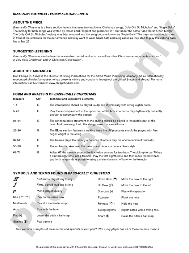 Bass-ically Christmas: Cello Educational Pack: Cello Educational Pack ...