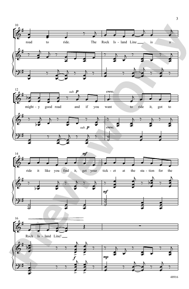 Rock Island Line: 3-Part Mixed Choral Octavo - Digital Sheet Music Download