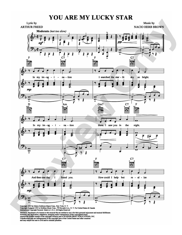 You Are My Lucky Star: Piano/Vocal/Chords: Judy Garland - Digital Sheet Music Download