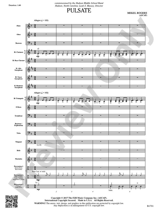 Pulsate: Score: : Mekel Rogers - Digital Sheet Music Download