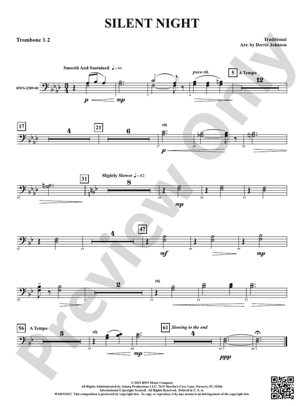Silent Night: 1st & 2nd Trombones: 1st & 2nd Trombones Part - Digital ...
