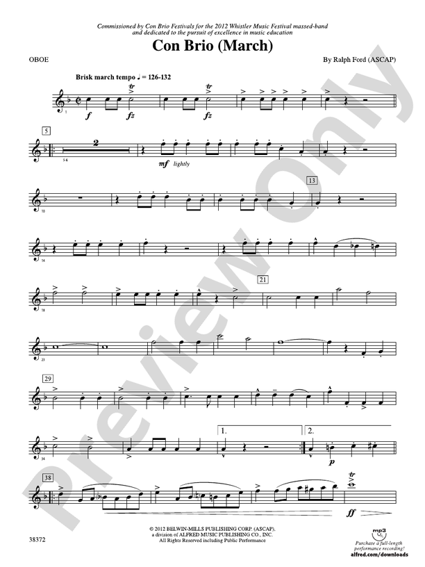 Con Brio: Oboe: Oboe Part - Digital Sheet Music Download
