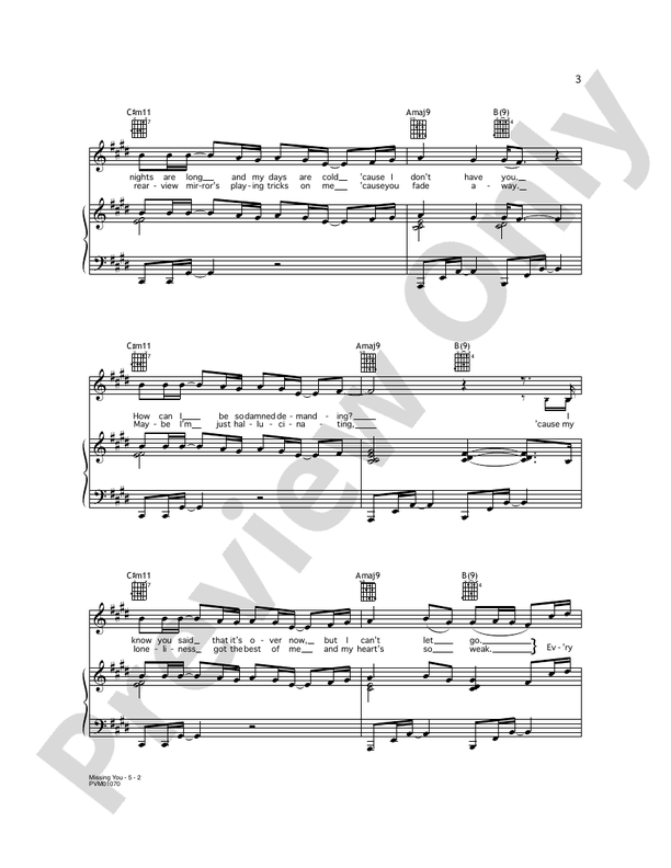 Missing You: Piano/Vocal/Chords: Case - Digital Sheet Music Download