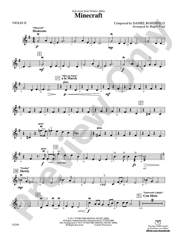 Minecraft: 2nd Violin: 2nd Violin Part - Digital Sheet Music Download