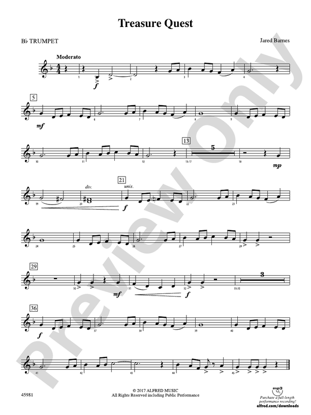 Treasure Quest: 1st B-flat Trumpet: 1st B-flat Trumpet Part - Digital ...