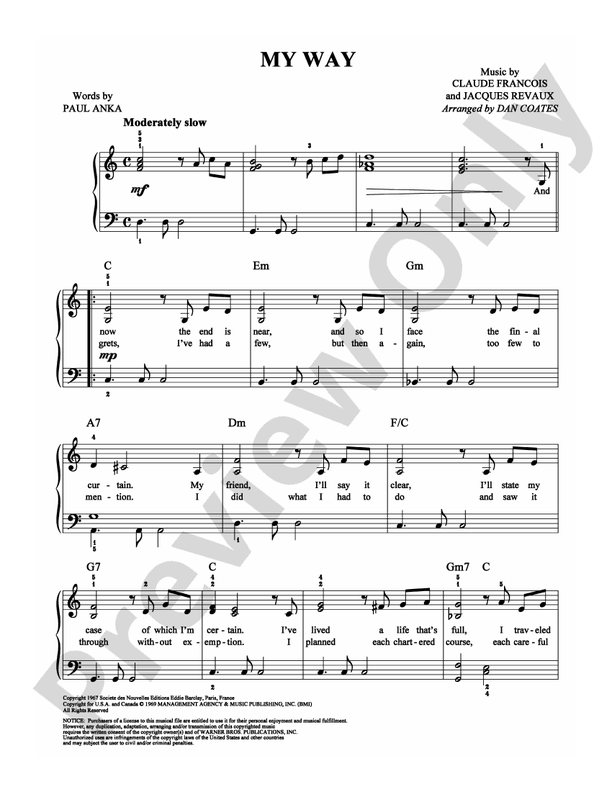 My Way: Easy Piano: Frank Sinatra - Digital Sheet Music Download