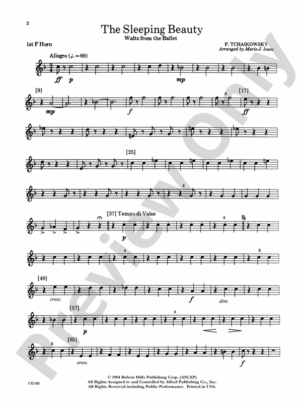 Sleeping Beauty (Waltz from the Ballet): 1st F Horn: 1st F Horn Part ...