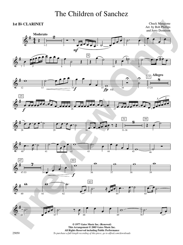 The Children of Sanchez: 1st B-flat Clarinet: 1st B-flat Clarinet Part - Digital Sheet Music ...